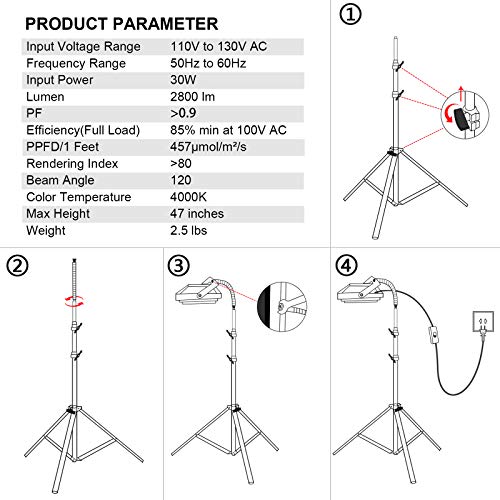 Lbw Grow Light With Stand Full Spectrum 150w Led Floor Plant Light Fo